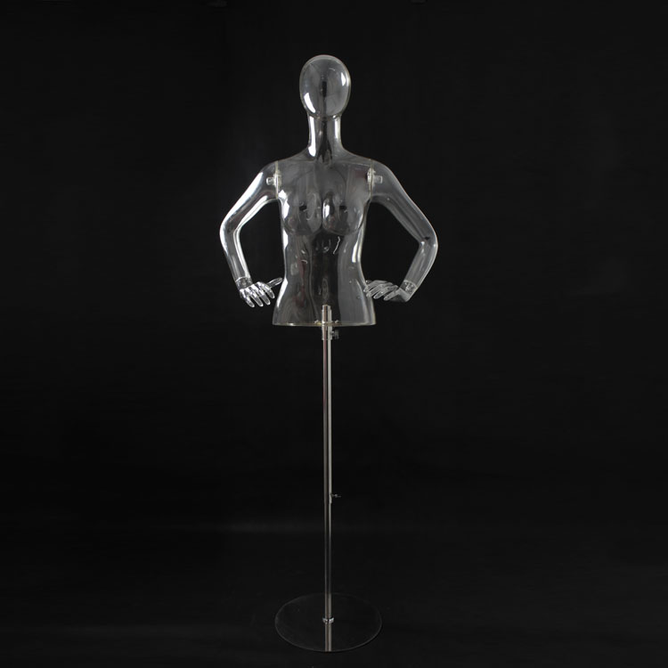Adjustable Female Half Body Mannequin, Transparent | Posh Concept
